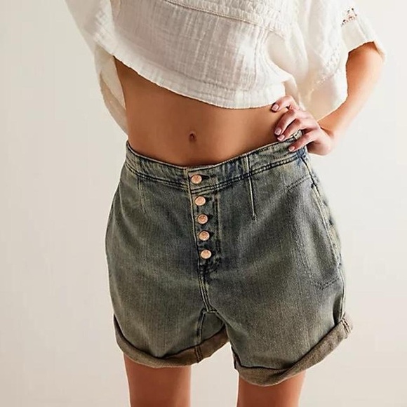 Free People | Shorts | Nwt Free People We The Free Osaka Relaxed Denim ...